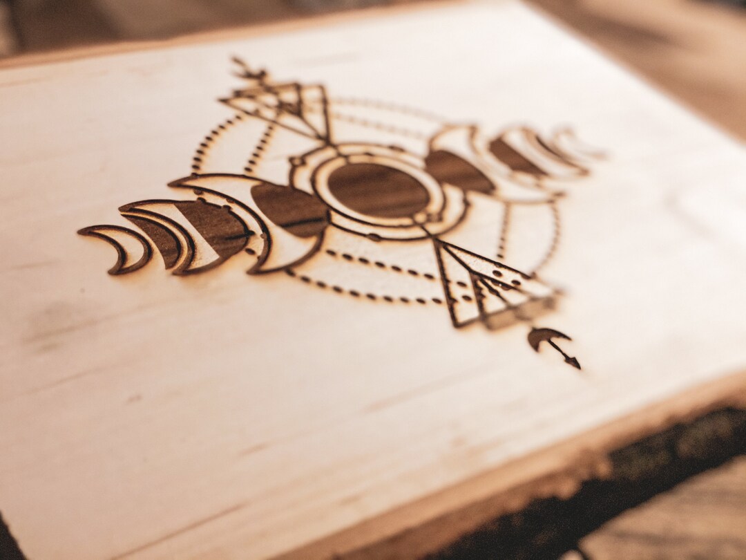 Live Edge Wood Wall Art Engraved With the Triple Moon Goddess Design - Etsy