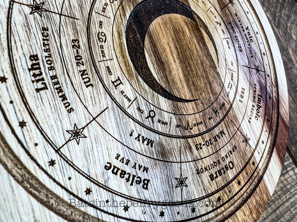 Wheel of the Year Engraved Cheese Board With Utensils - Etsy