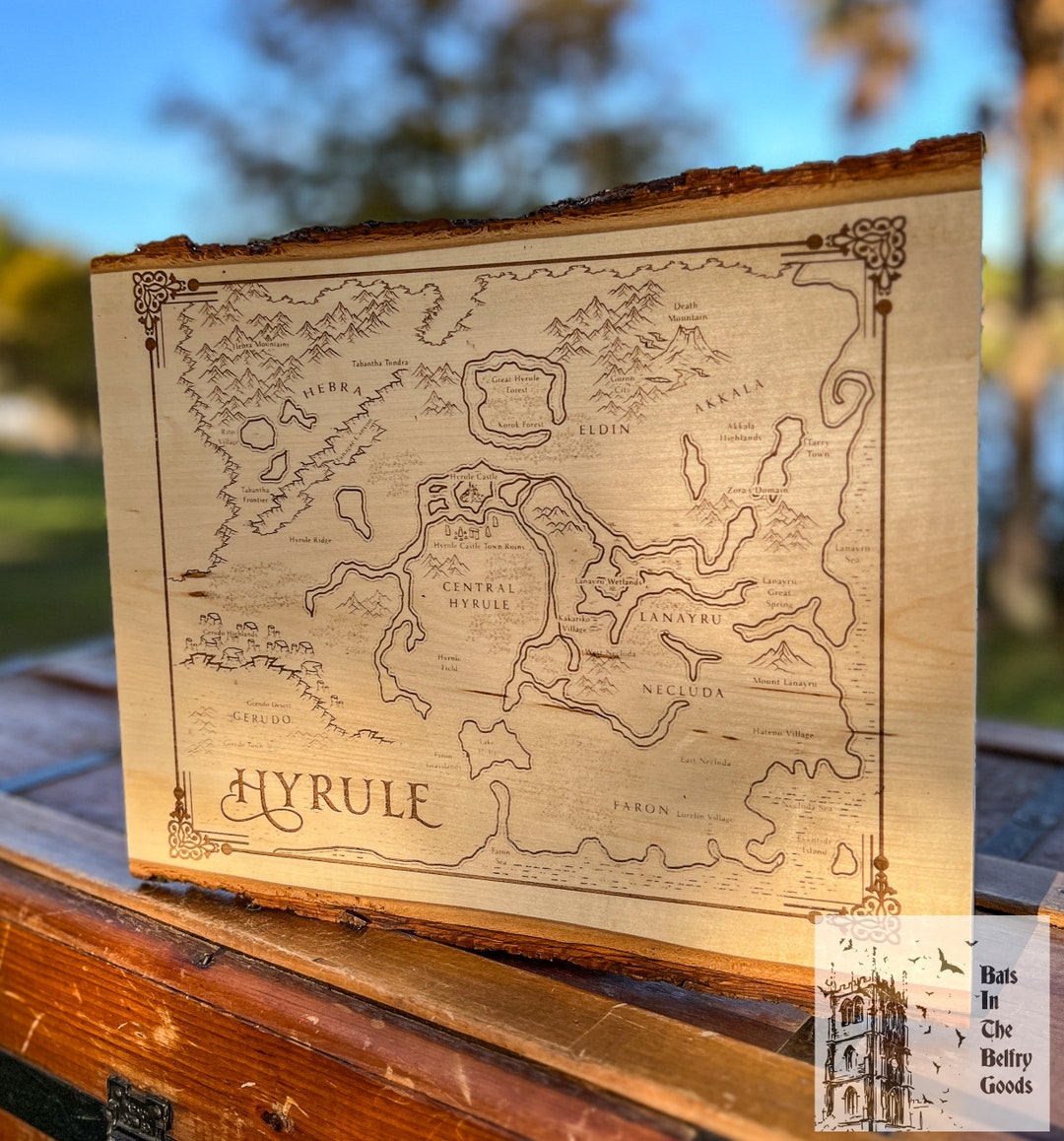 Hyrule Map Engraved in Wood - Etsy