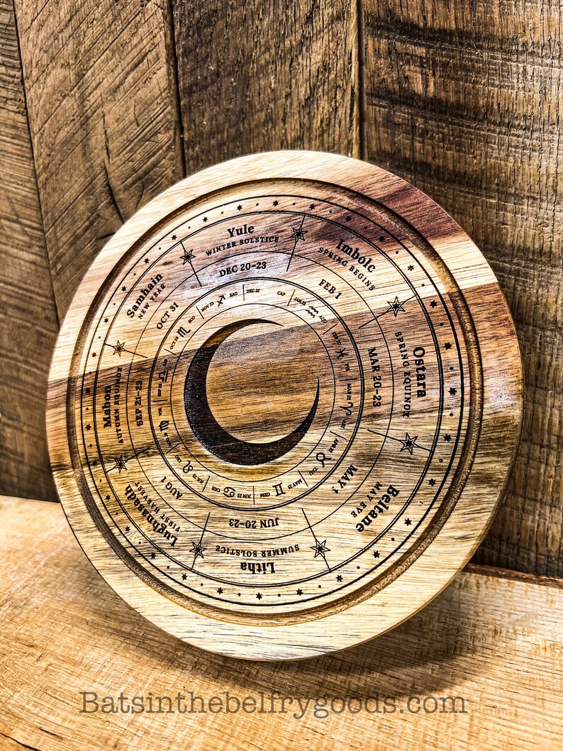 Wheel of the Year Engraved Cheese Board With Utensils - Etsy