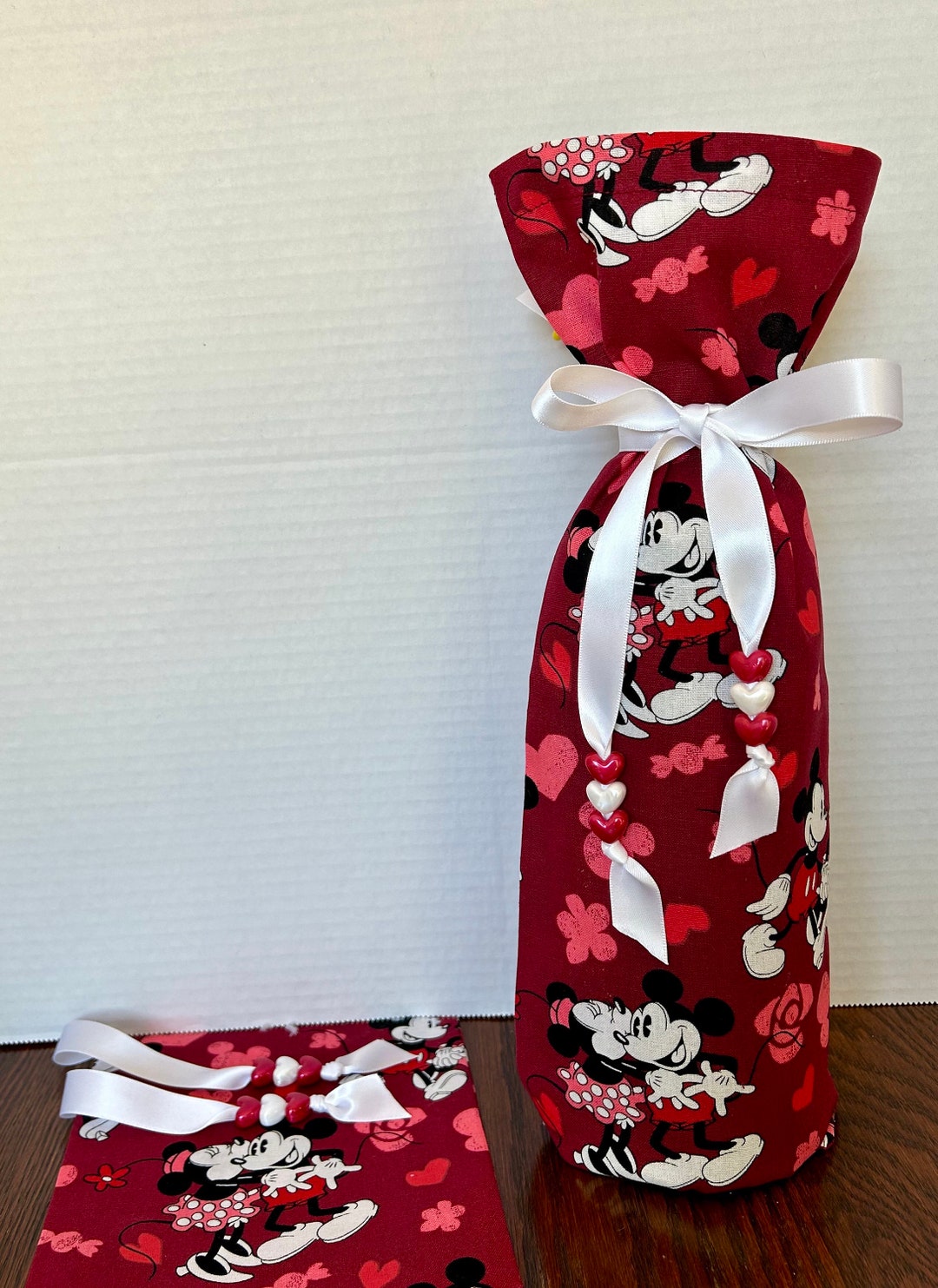 Minnie and Mickey Mouse Bedazzled Wine Bags/hostess Gifts/sweethearts ...