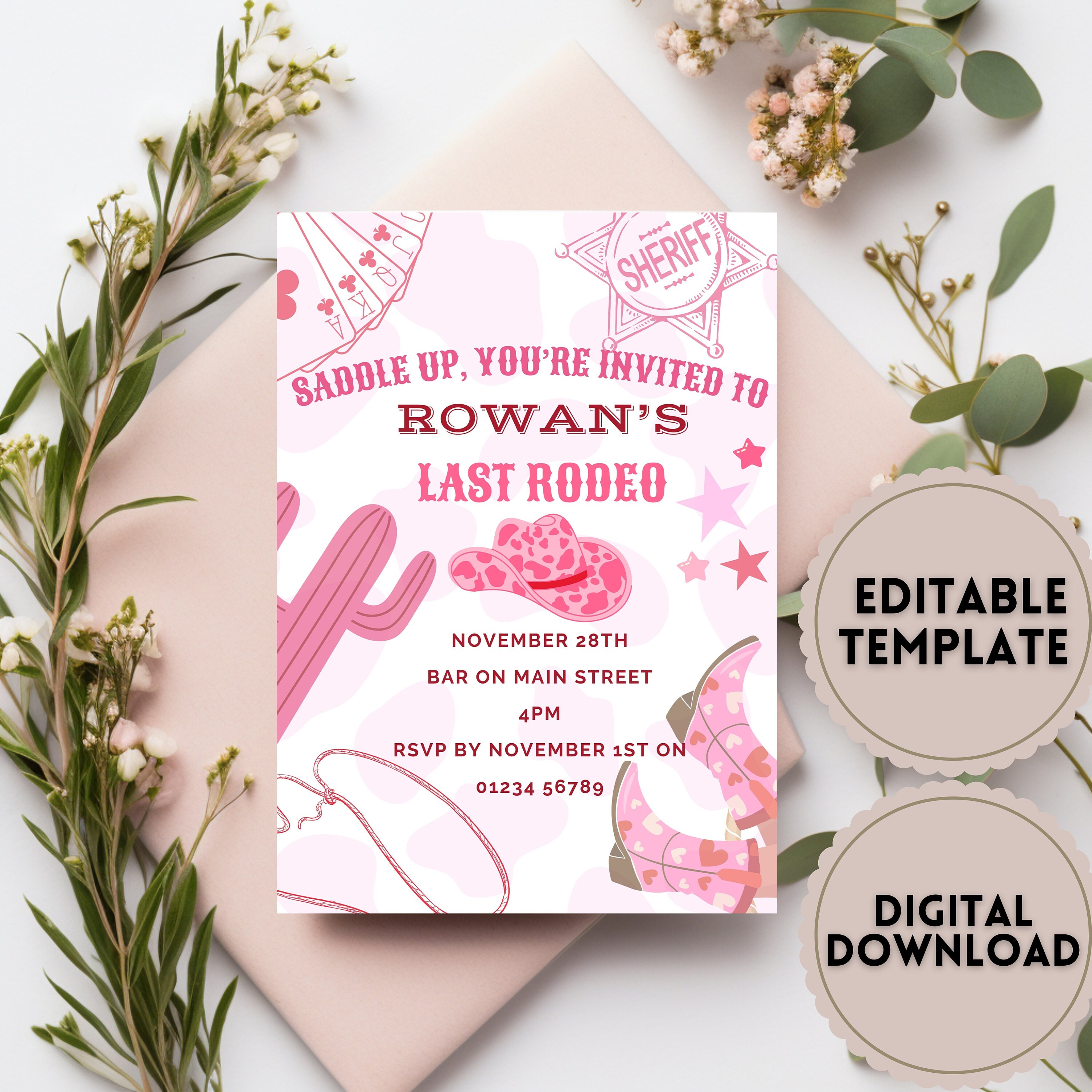 Hen Night/bachelorette Invitation | Last Rodeo | Country Western | Hen ...