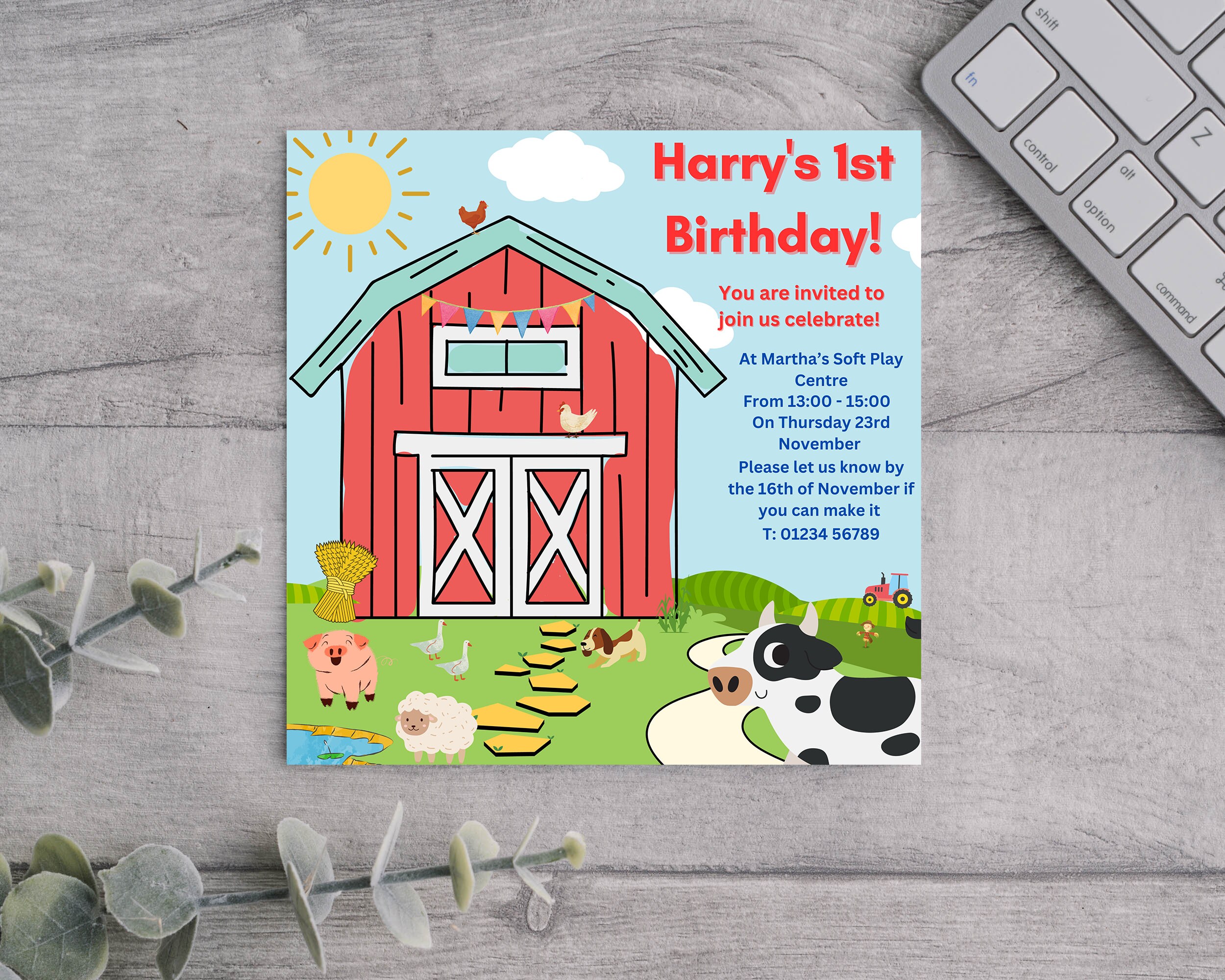 Farmyard Birthday Invitation | Instant Digital Download | Editable ...