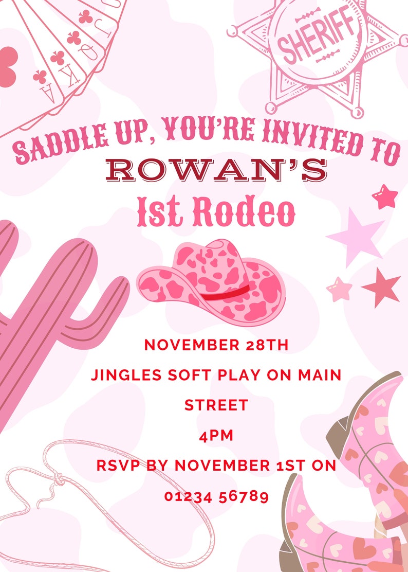 Rodeo Birthday Invitation | Rodeo | Country Western | Cow Girl | Cow ...