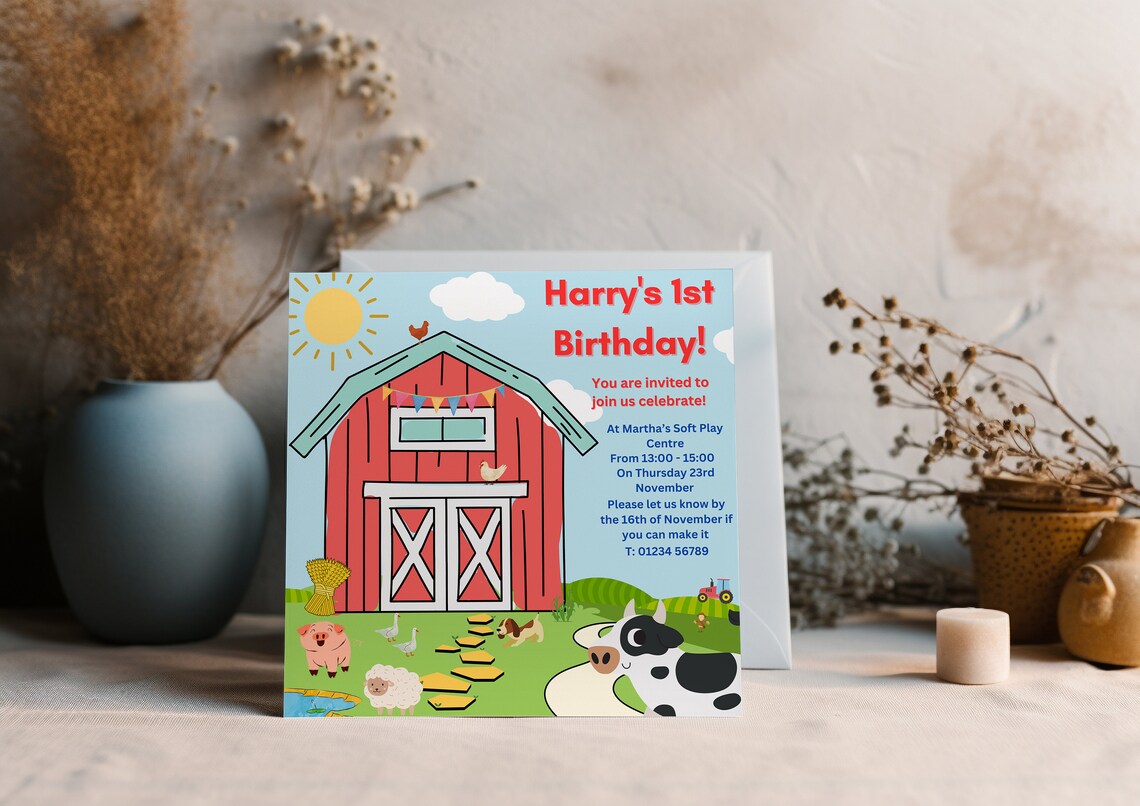 Farmyard Birthday Invitation | Instant Digital Download | Editable ...