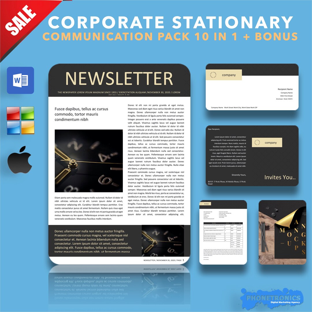 Business Communication Pack 10 in 1 Template| Royal Gold| Brochure ...