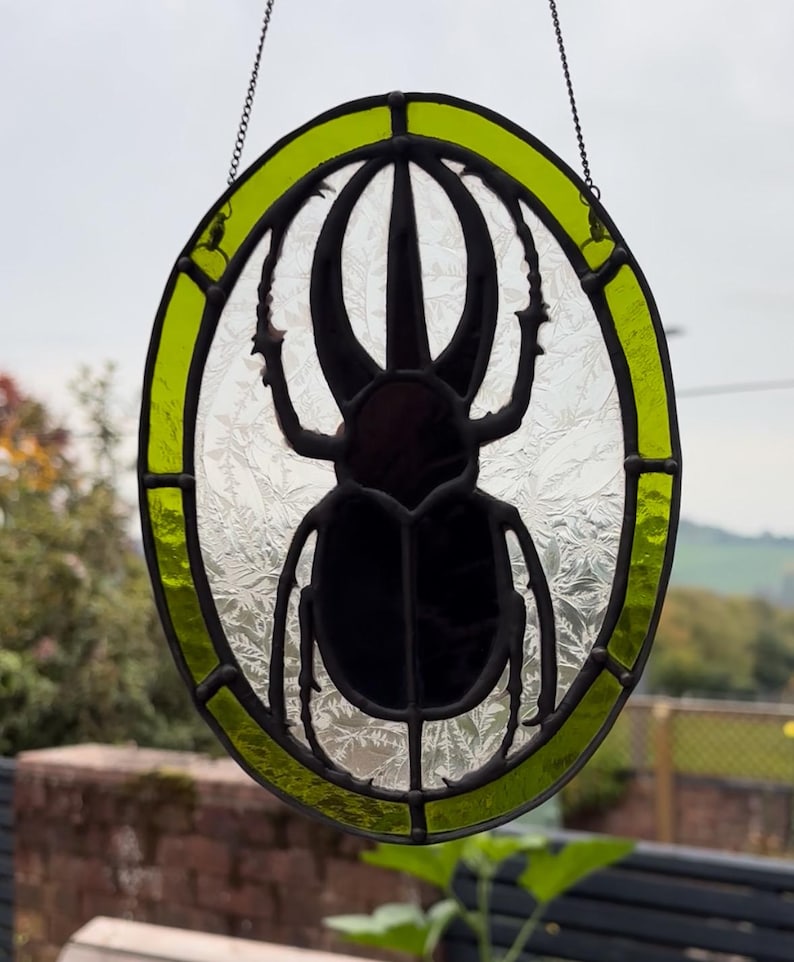 Rhinoceros Beetle Stained Glass Pattern: Witchy Entomology Art (PDF ...
