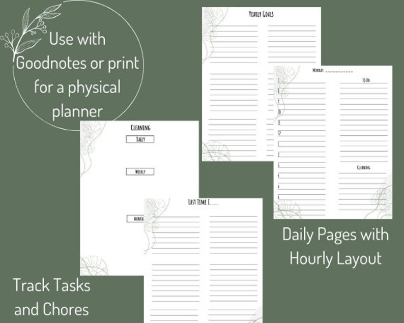 Undated Goodnotes Planner - Green Monstera - Etsy