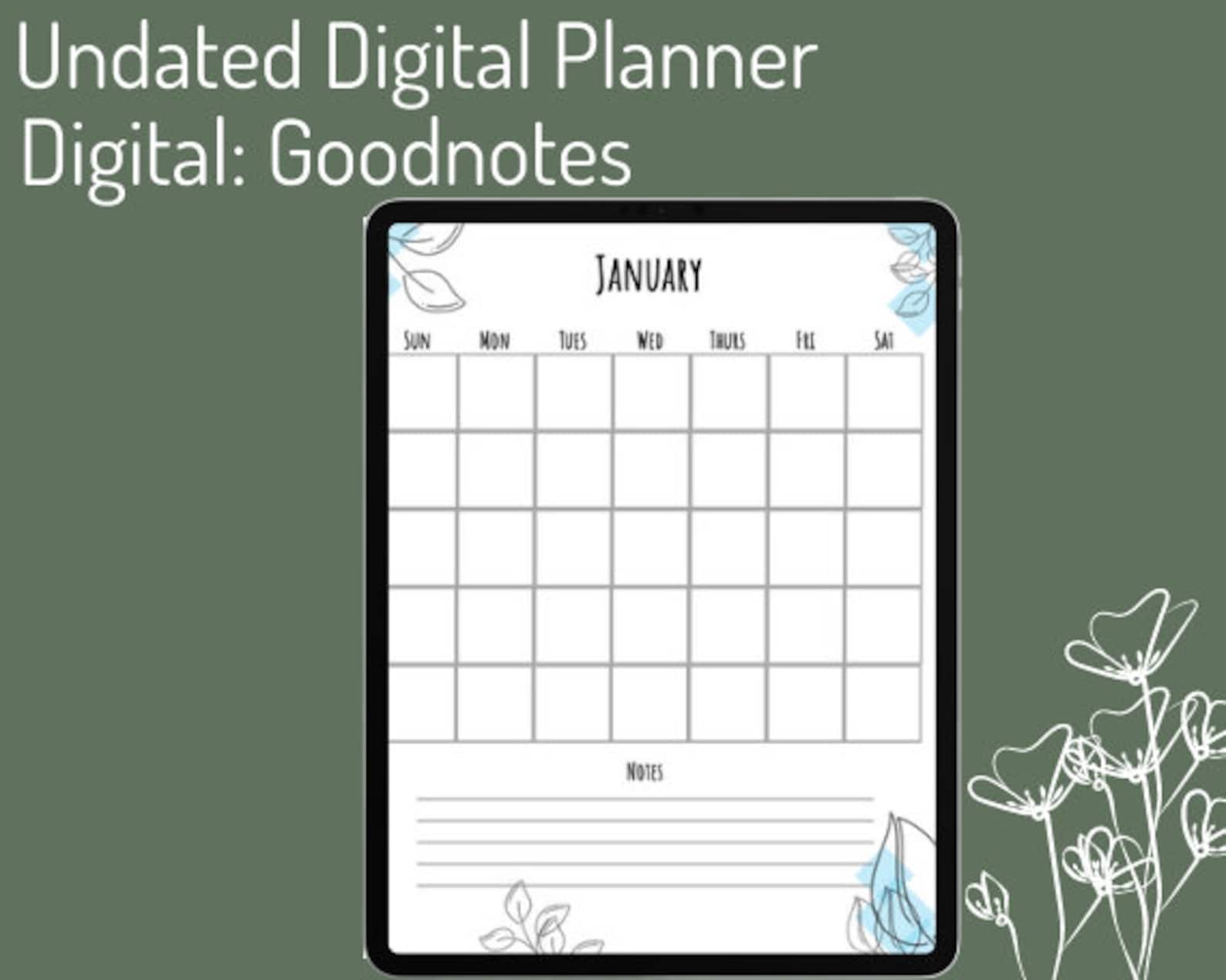 Undated Digital Planner - Blue Diamonds - Etsy