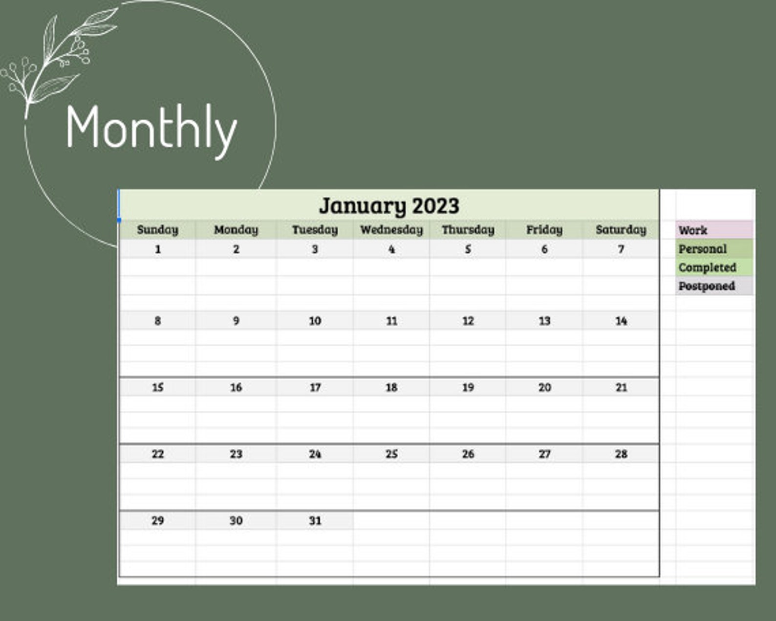 2023 Dated Digital Planner for Excel or Google Sheets - Etsy