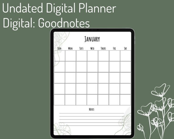 Undated Goodnotes Planner Green Monstera - Etsy