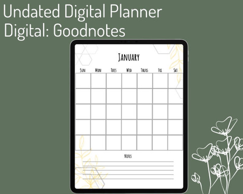 Undated Digital Planner for Goodnotes - Gold Leaves - Etsy