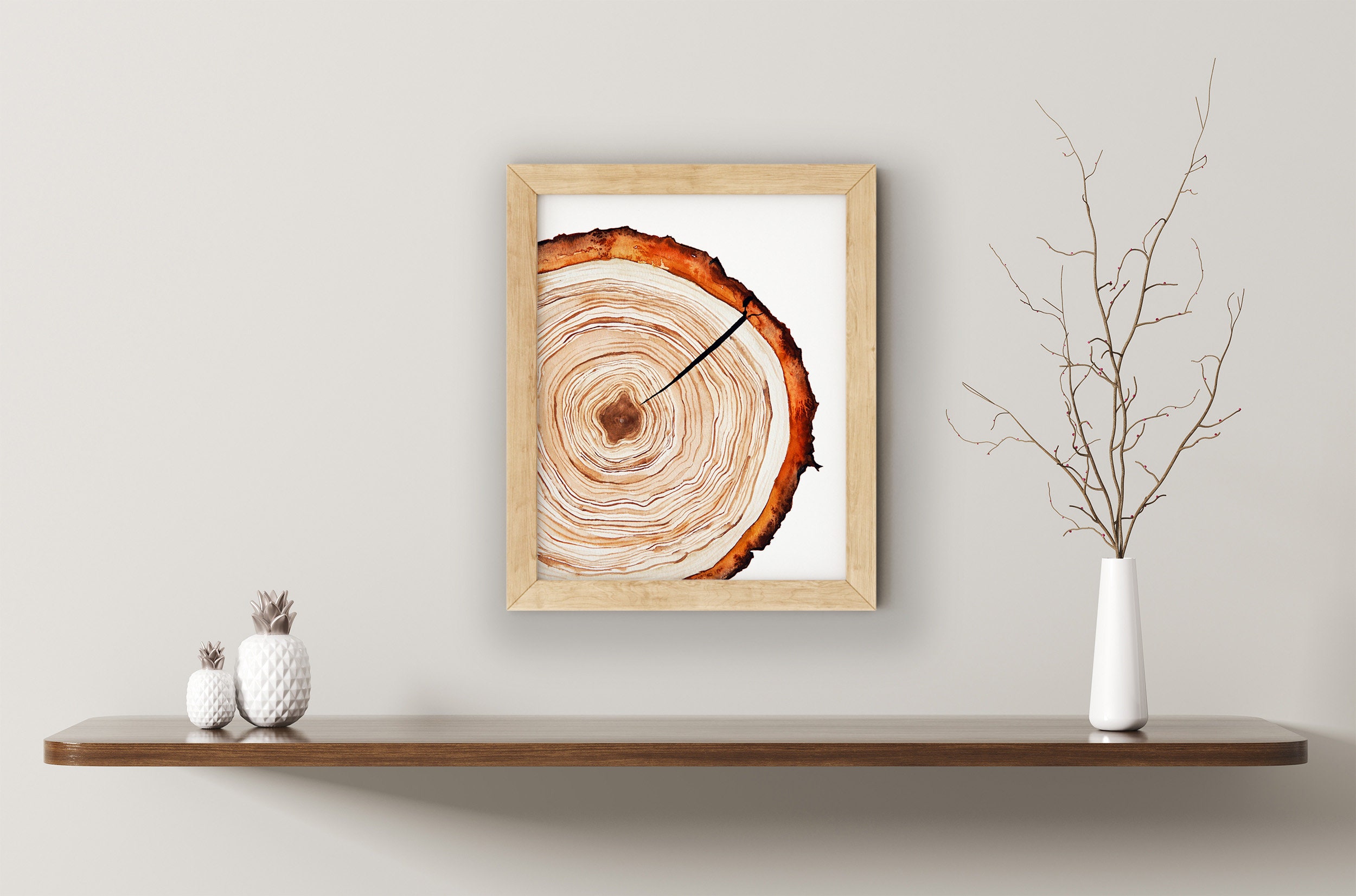 Tree Ring Watercolor Print Tree Slice Nature Woodland Art - Etsy
