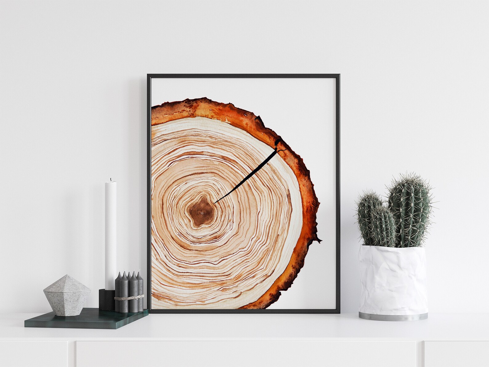 Tree Ring Watercolor Print Tree Slice Nature Woodland Art | Etsy