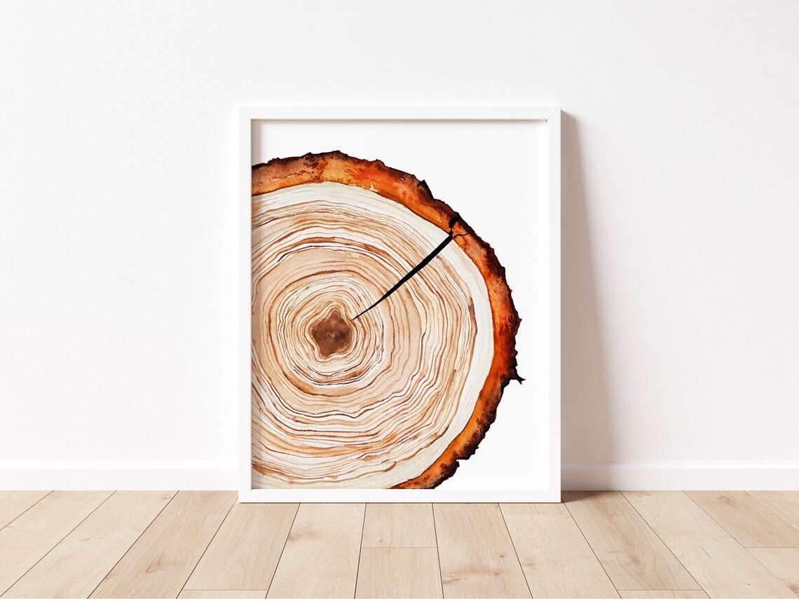 Tree Ring Watercolor Print Tree Slice Nature Woodland Art | Etsy