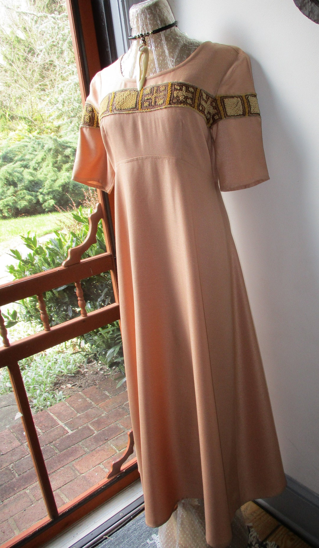 Vintage Stef'nty Raw Silk Peach Maxi Dress - Etsy