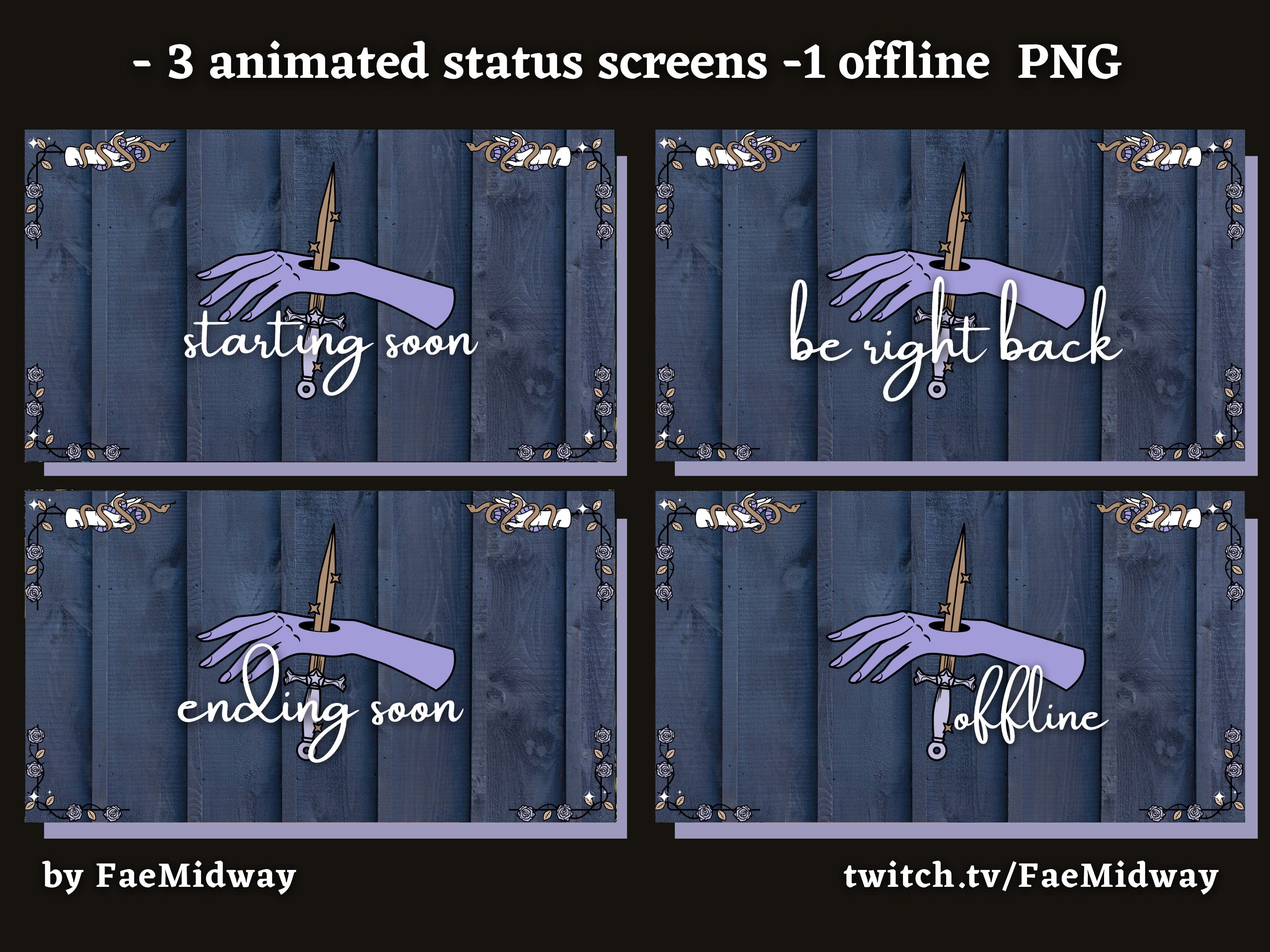 Animated Purple Occult Twitch Overlay Package / Goth Halloween Stream ...