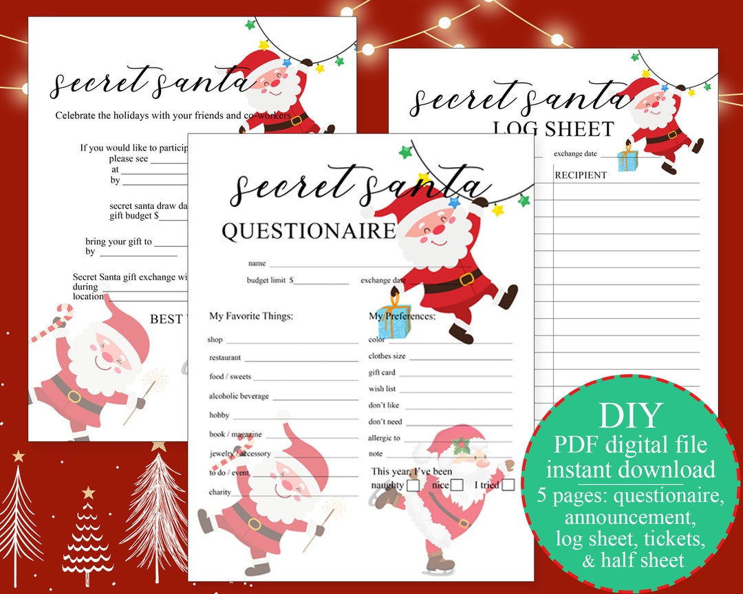 DIY Secret Santa Questionaire for Fun Chirstmas Office Gift - Etsy