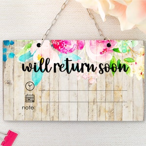 Office Wall Sign, Will Return Soon, Dry Erase Board W/ Chain for ...