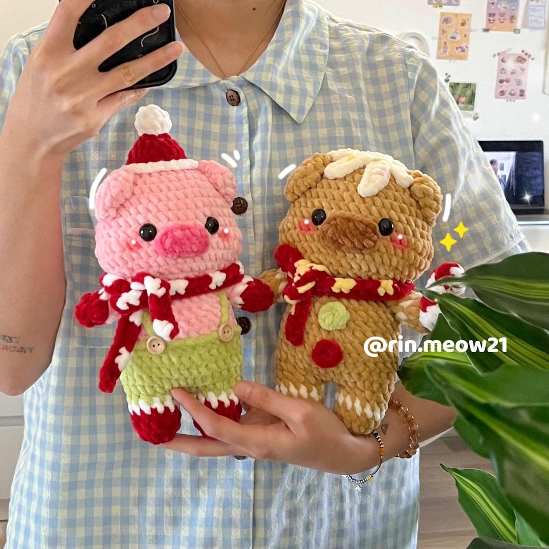 2in1 Crochet Pattern - Christmas Piggy, Snookie and Hamie, Gingerbread ...