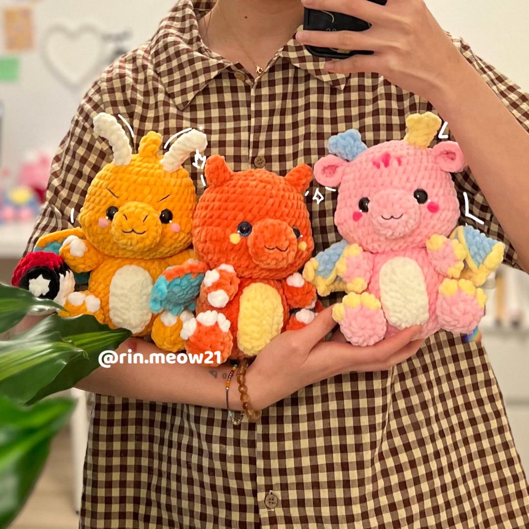 3in1 Crochet Pattern - Dragon, Cotton Candy, Flame Dragon - Etsy