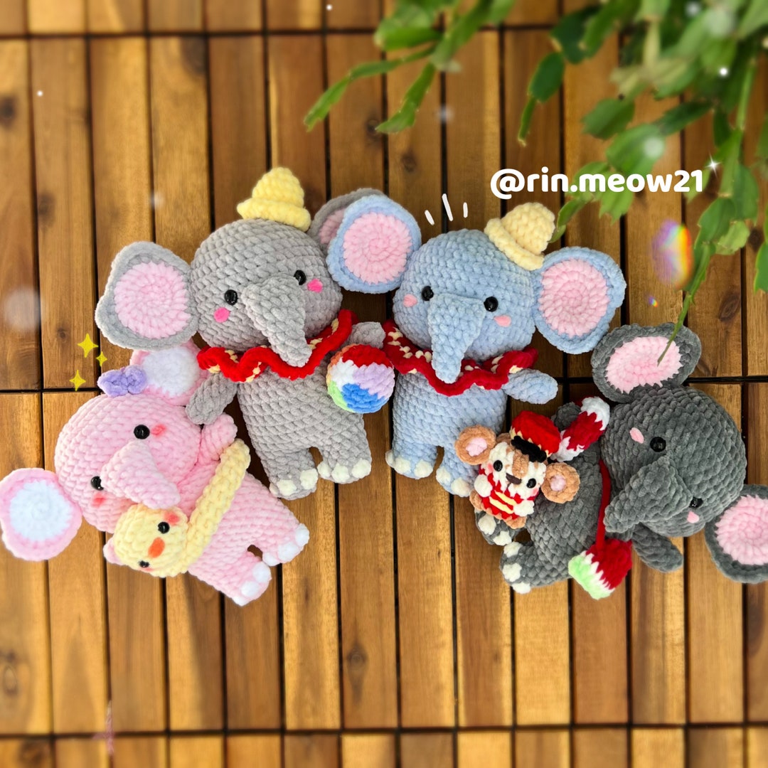 Crochet Pattern - Elephant Family With Many Cute Accessories and ...