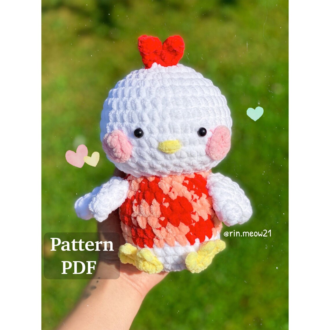 Crochet Pattern Chubby Chicken cute rooster baby chicken | Etsy