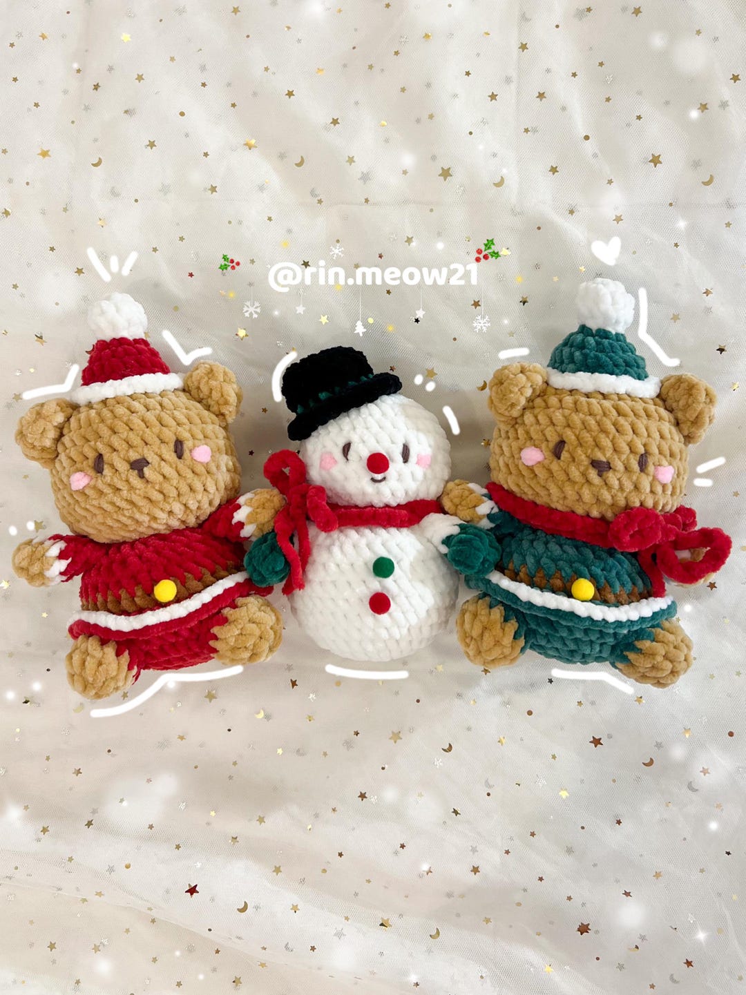 2in1 Crochet Pattern - Xmas Santa Bear and Snowman - Etsy