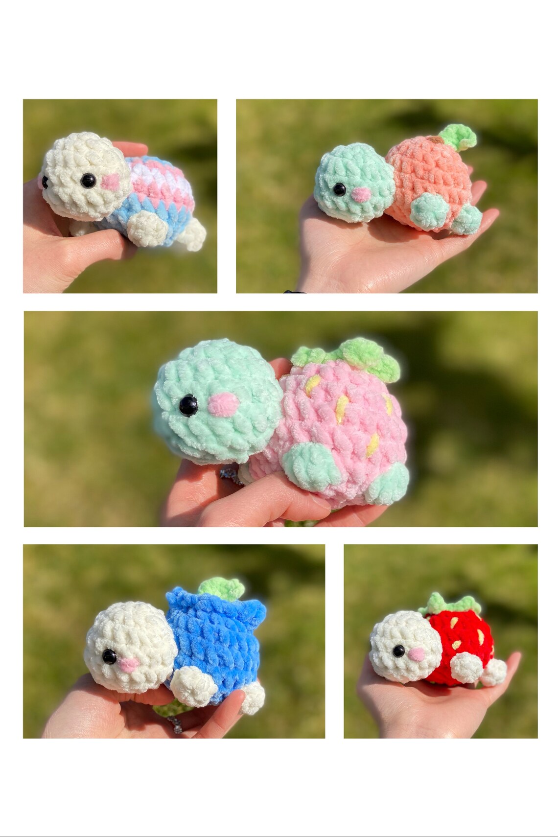 3in1 Crochet Pattern - Vitamin Fruit Turtle, Cute, Tiny Turtle, Plushie ...