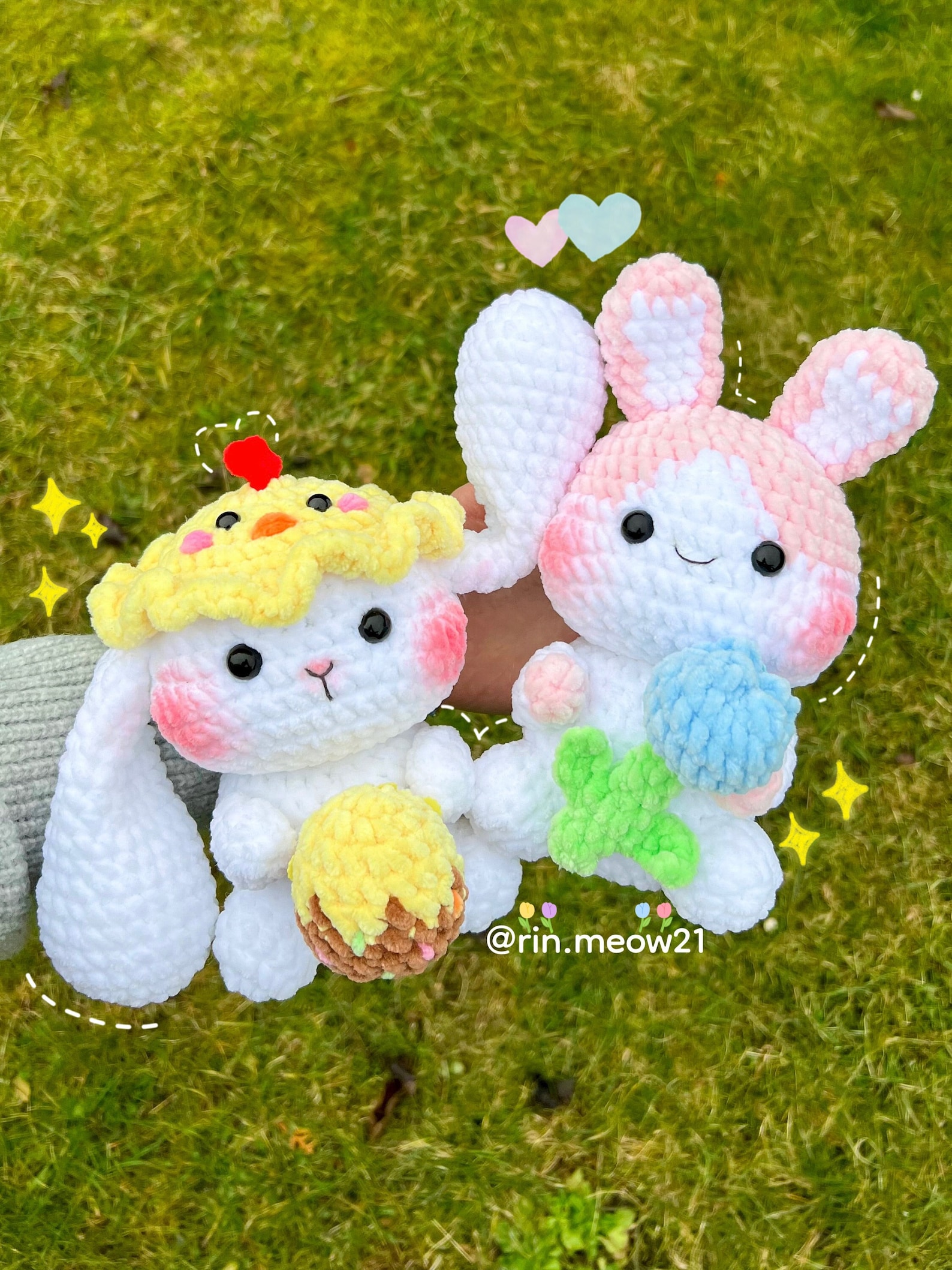 2in1 Crochet Pattern - Hopper and Chippi the Easter Bunnies, Easter ...