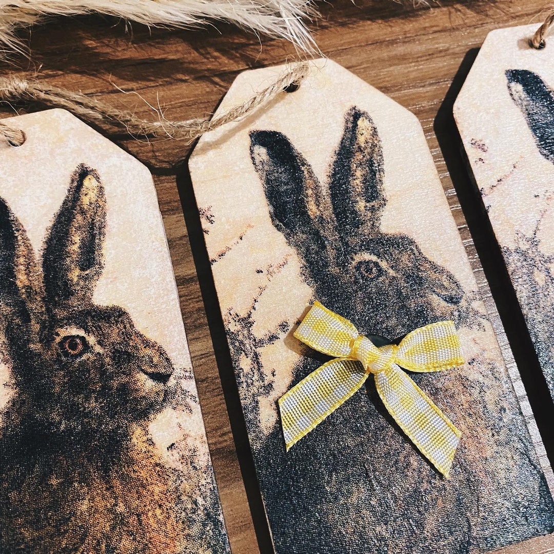 Rustic Vintage Easter Wooden Bunny Rabbit Tags - Etsy