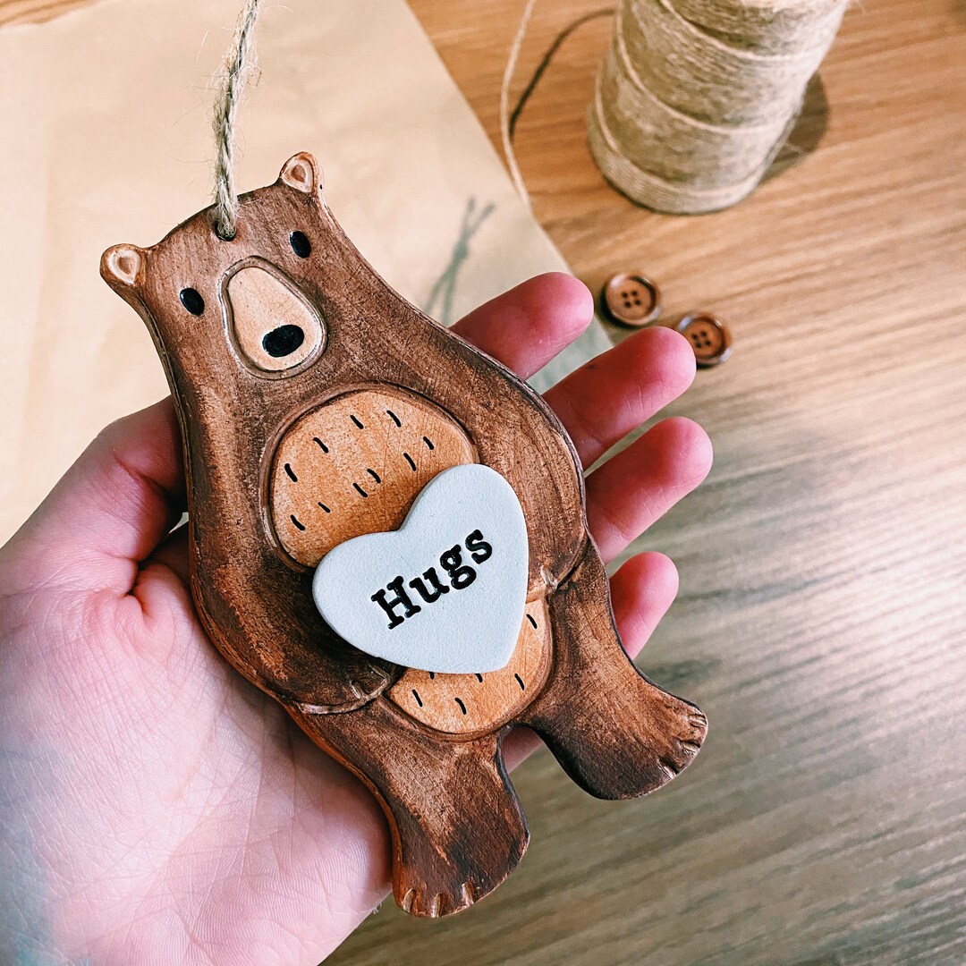 Handmade Hand Painted Bear Hug Gift for Friends Family Keepsake Present ...
