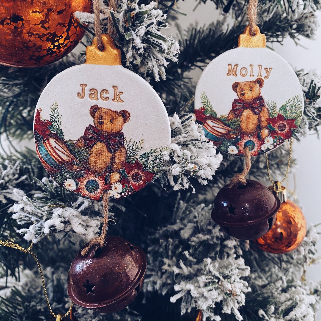 Handmade Vintage Rustic Teddy Bear Christmas Tree Kids Decoration - Etsy