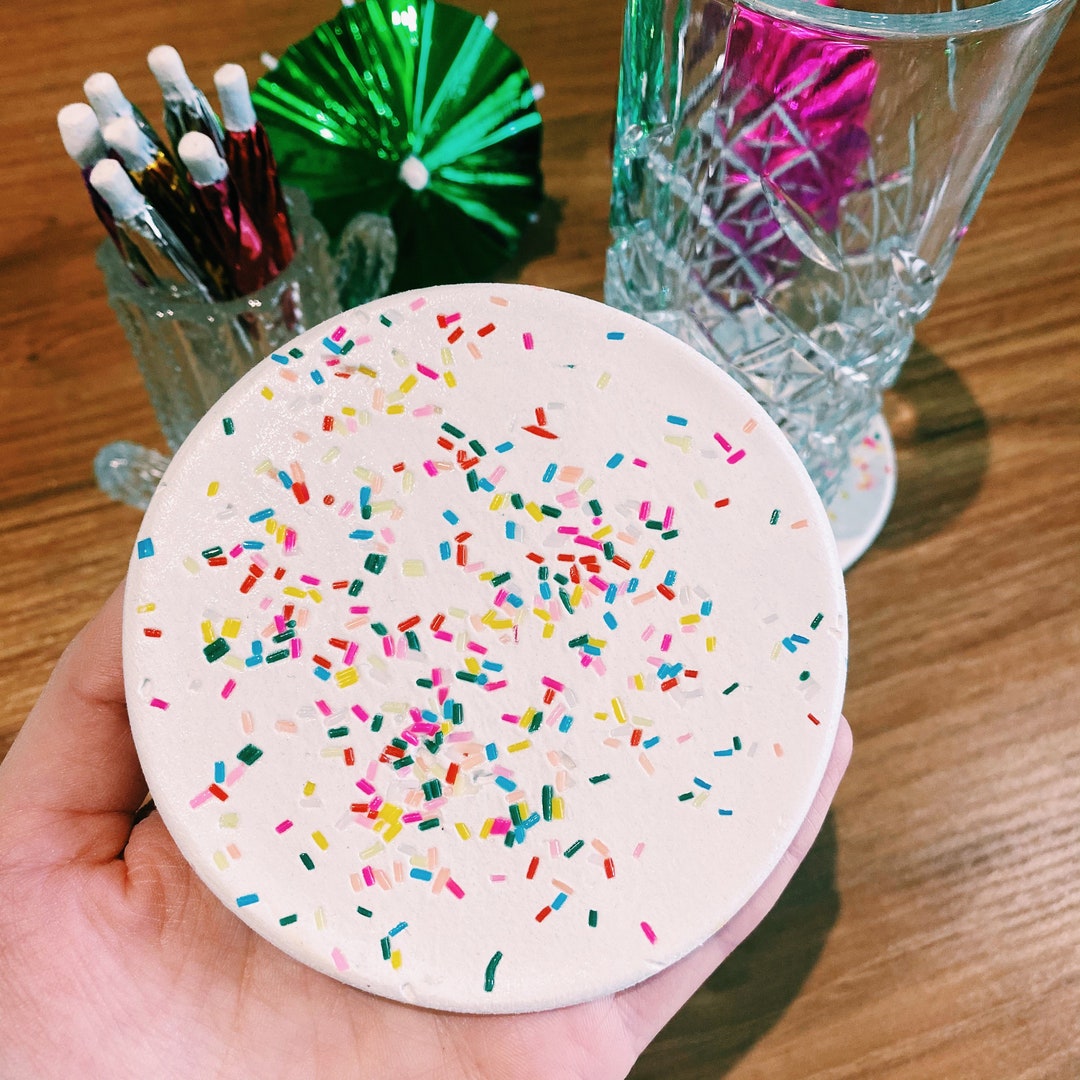 Handmade Terrazzo Inspired Sprinkle Party Coaster Clay Gift - Etsy
