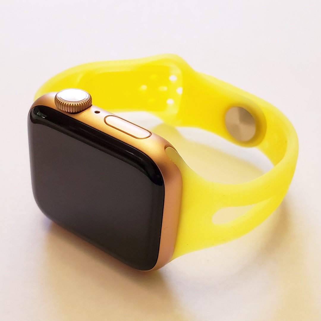 Neon Yellow Silicone Apple Watch Band, Soft Narrow Wristband (38mm/40mm ...