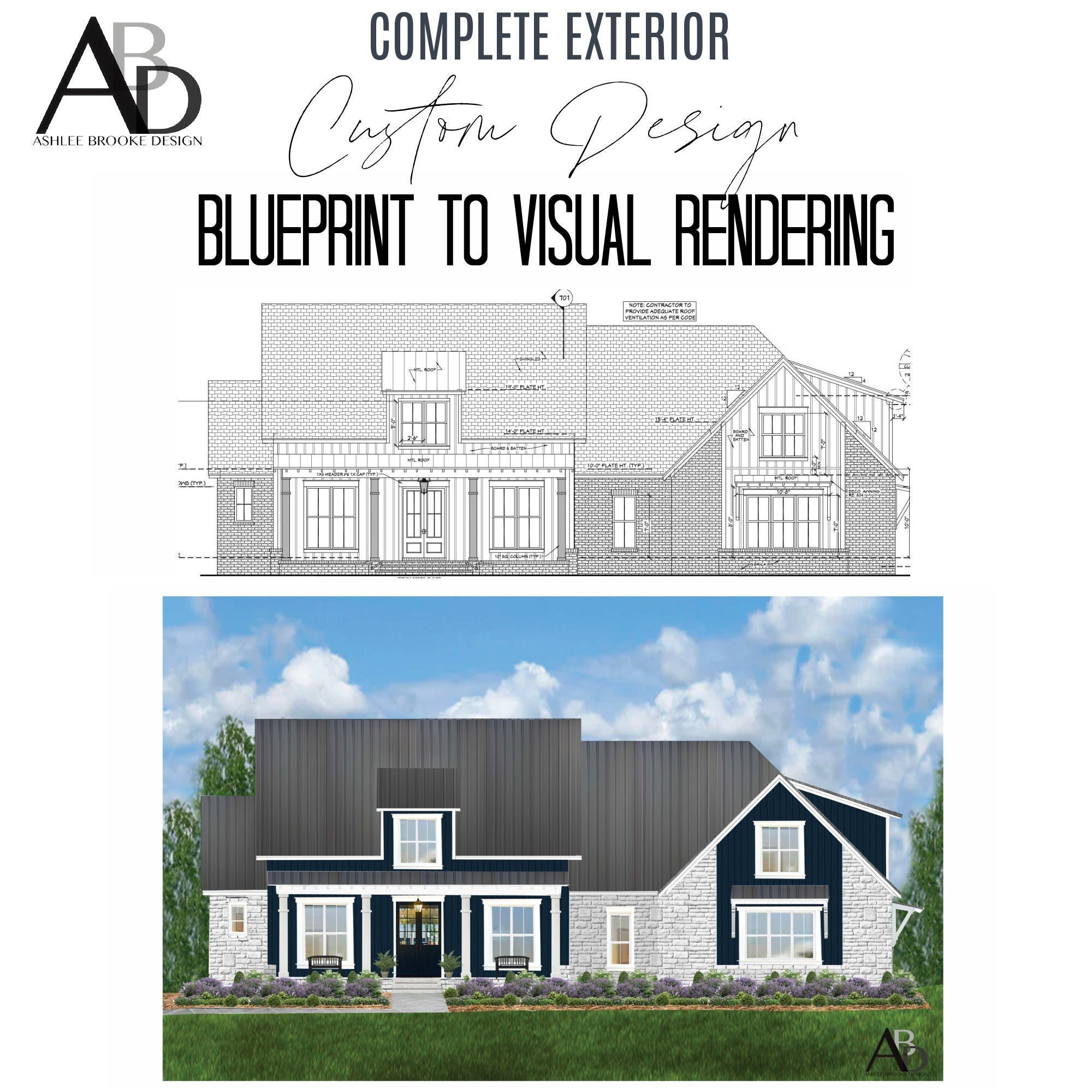 Complete EXTERIOR Blueprint to Visual Rendering House - Etsy