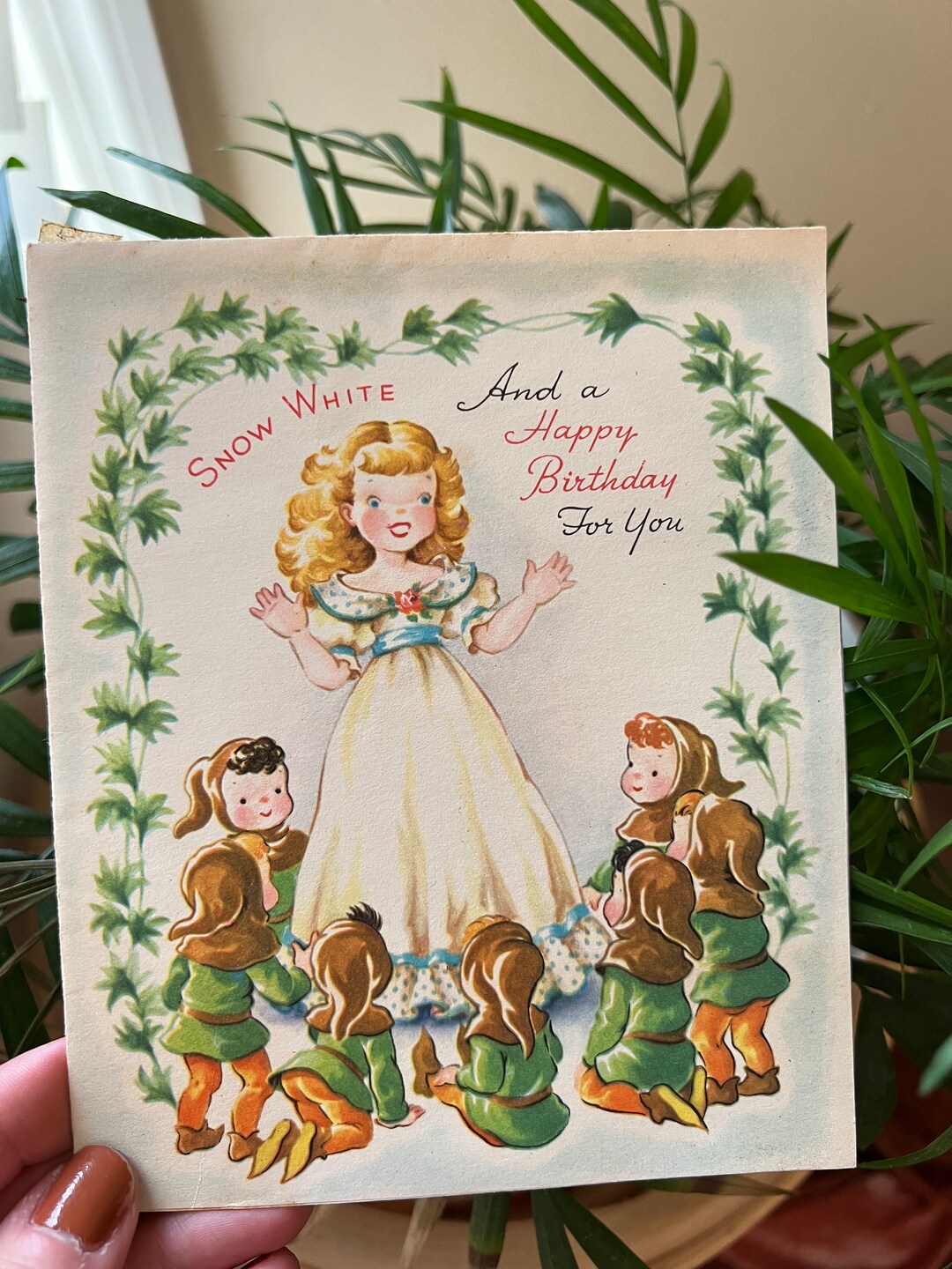 Vintage 1950s Storybook Greeting Card Snow White and the Seven Dwarfs ...