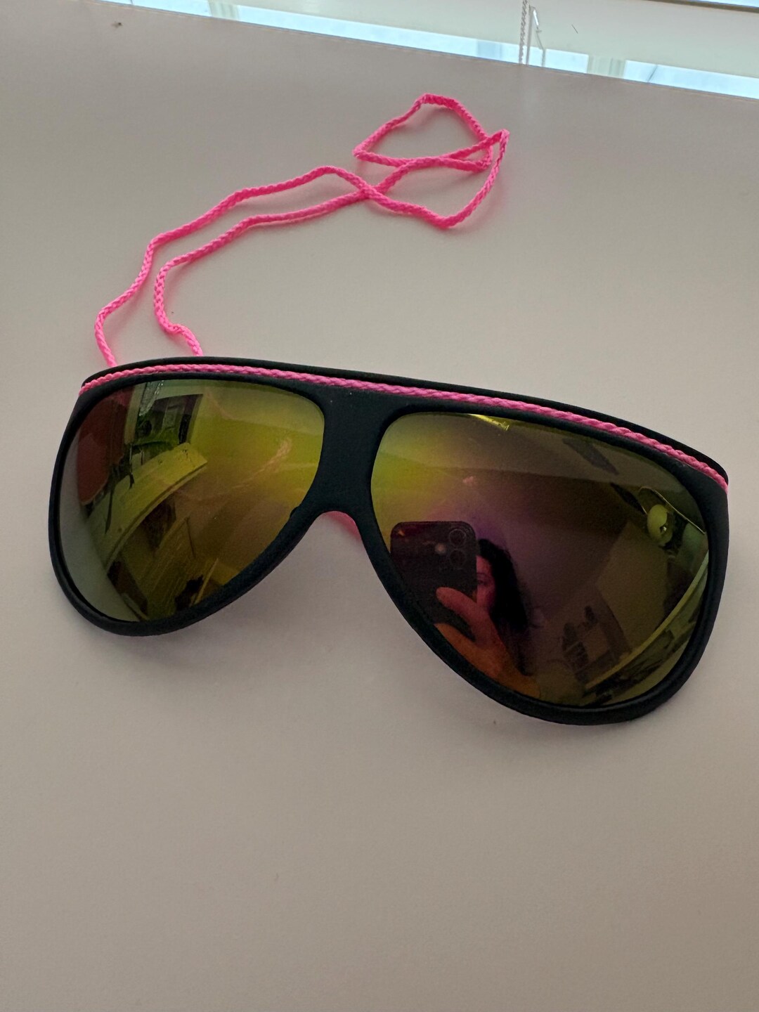 80s Vintage Sports Visor Sunglasses - Neon Pink Dayglo Arms ...