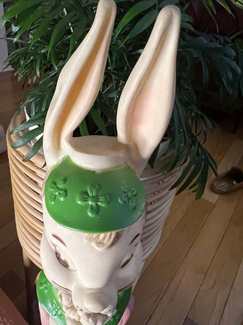 Vintage Rubber Squeak Squeaker Squeak Toy Green Easter Bunny Rabbit ...