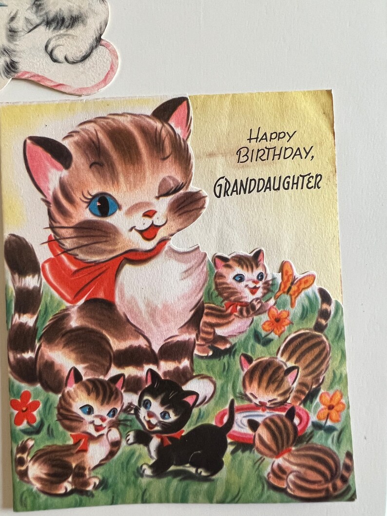 Vintage Kitschy Cute Cat Cards Kitties - Etsy