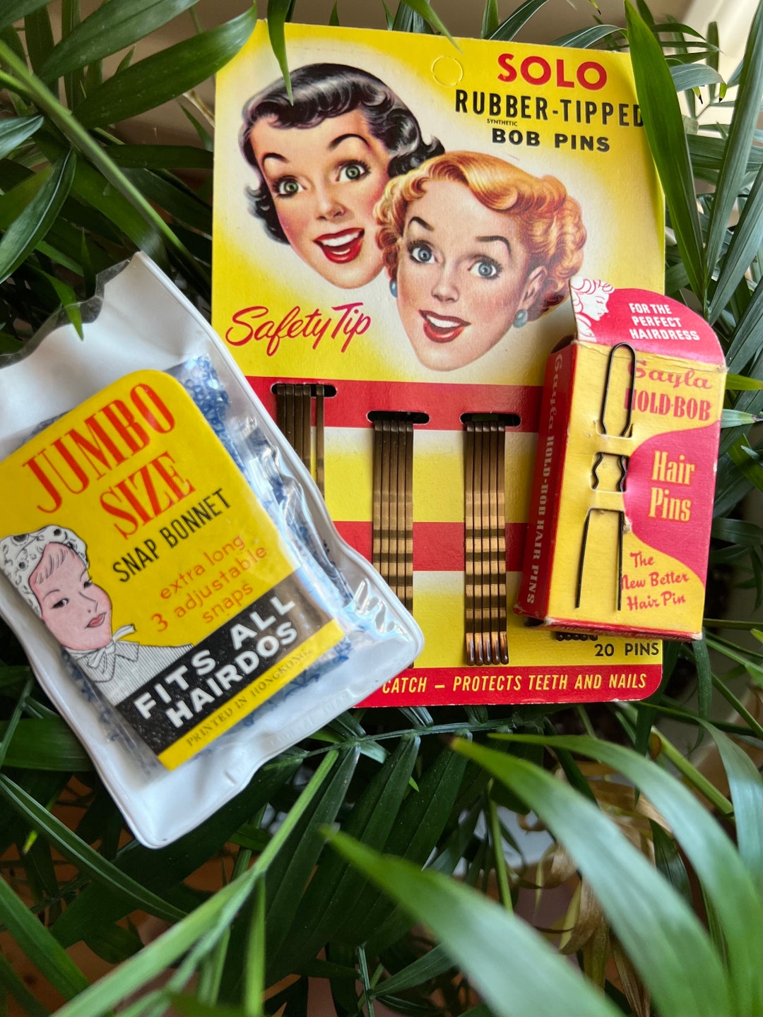 Vintage 1950s Bobby Pin Packages NOS Great Graphics Plus Rain Bonnet - Etsy