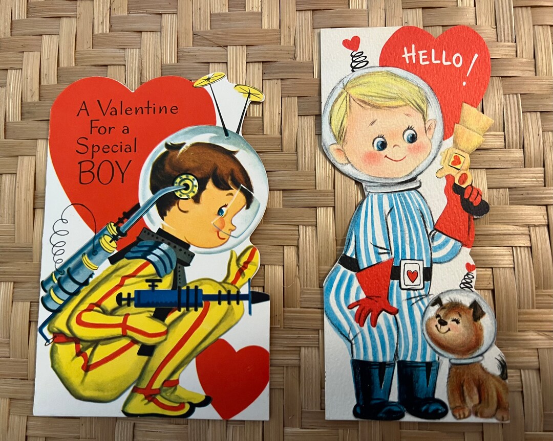 Vintage 1950s Rust Craft Atomic Space Valentine Greeting Card - Etsy