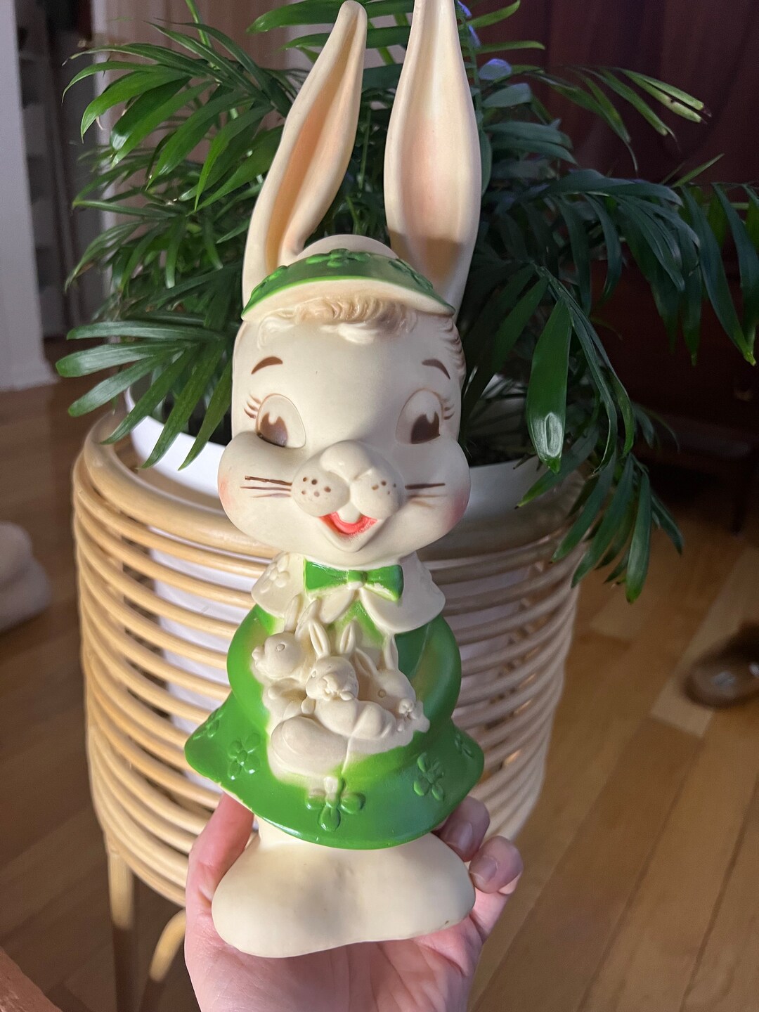 Vintage Rubber Squeak Squeaker Squeak Toy Green Easter Bunny Rabbit ...