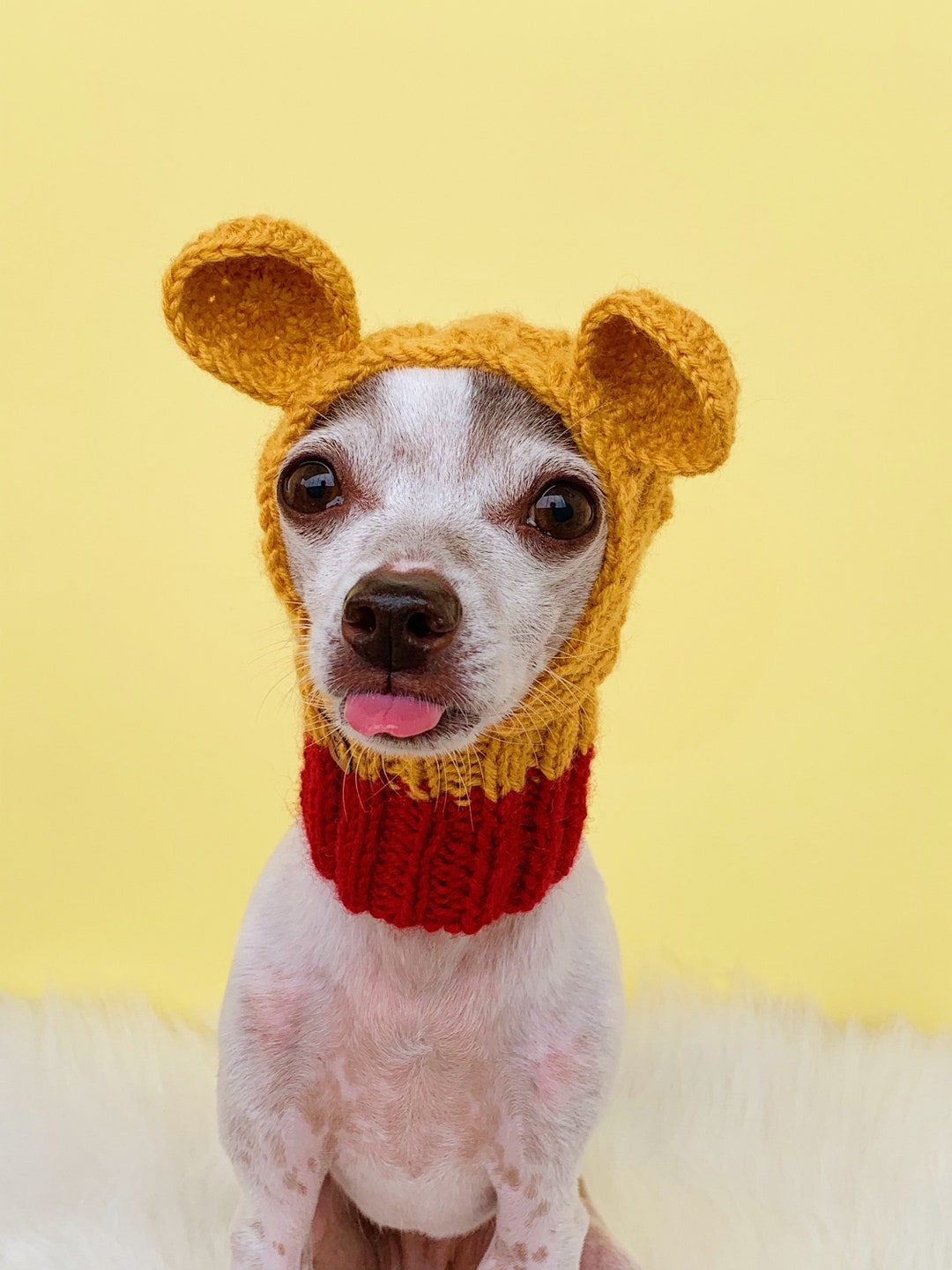 Handmade Knit Bear Dog Snood, Warm Pet Beanie, Halloween Costume - Etsy