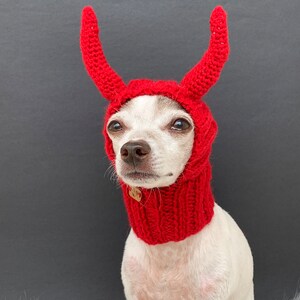 Devil Dog Snood, Dog Devil Horns, Halloween Pet Costume, Knit Dog ...