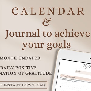 Monthly Calendar "achieve Your Goals"_downloadable Pdf_undated ...
