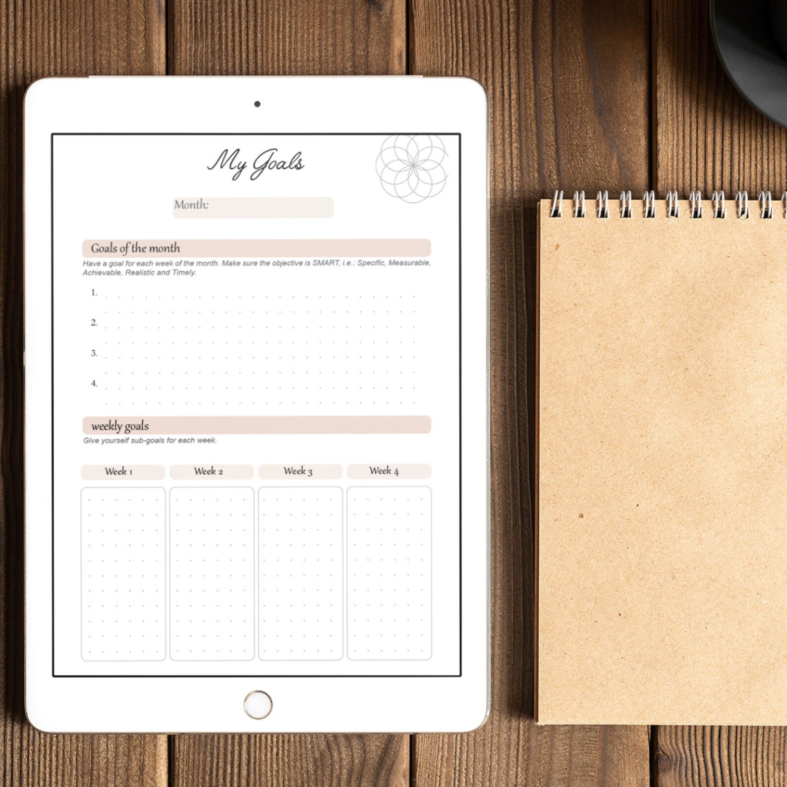 Monthly Calendar "achieve Your Goals"_downloadable Pdf_undated ...