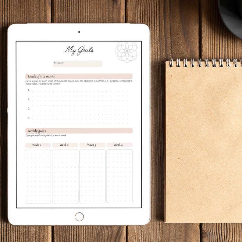 Monthly Calendar "achieve Your Goals"_downloadable Pdf_undated ...