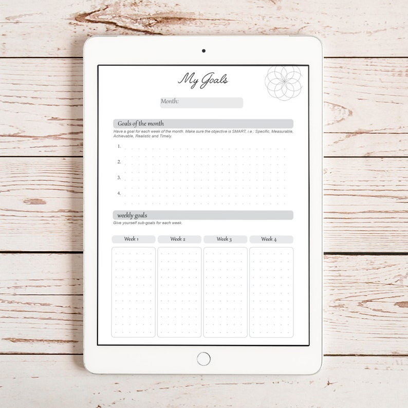 Monthly Calendar "achieve Your Goals"_downloadable Pdf_undated ...