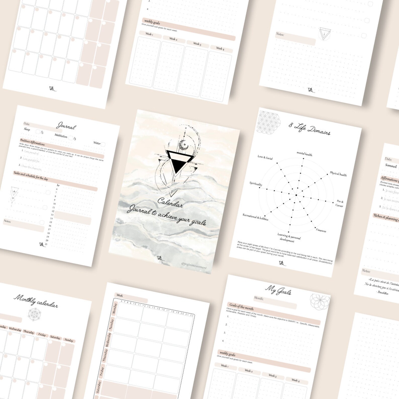 Monthly Calendar "achieve Your Goals"_downloadable Pdf_undated ...